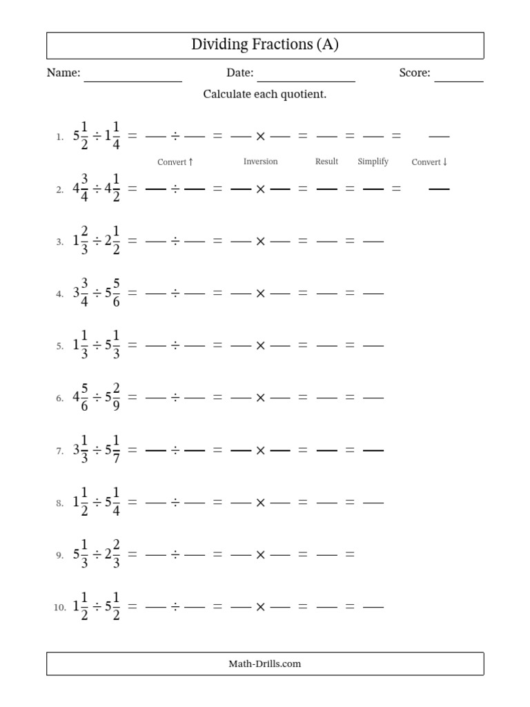 Dividing Fractions Practice Worksheet | PDF | Chess Theory | Chess