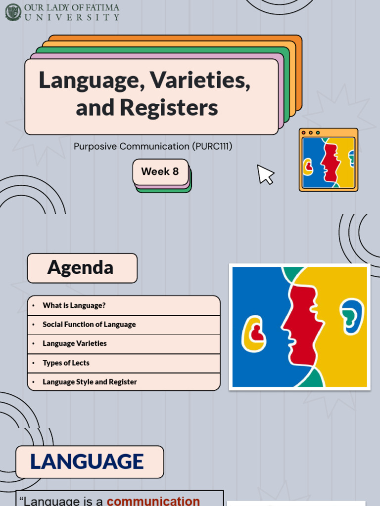 Purc111 - Week 8 - Language, Varieties & Register | PDF | Dialect | Dialectology