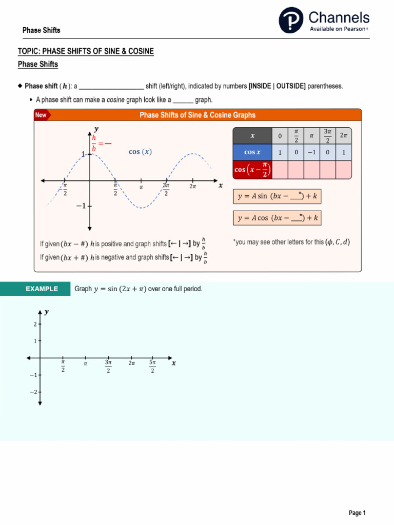 Phase Shifts Worksheet | PDF