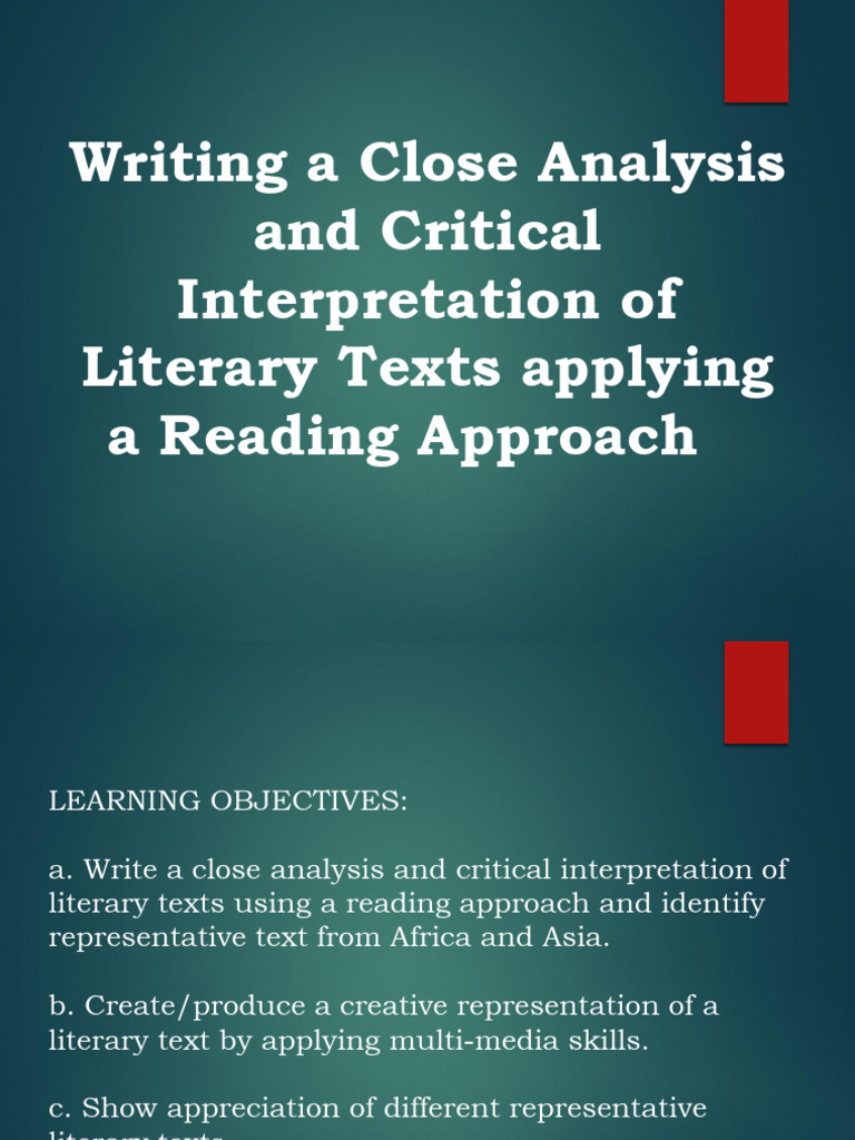 Close Analysis Using Reading Approaches | PDF | Reading Comprehension ...