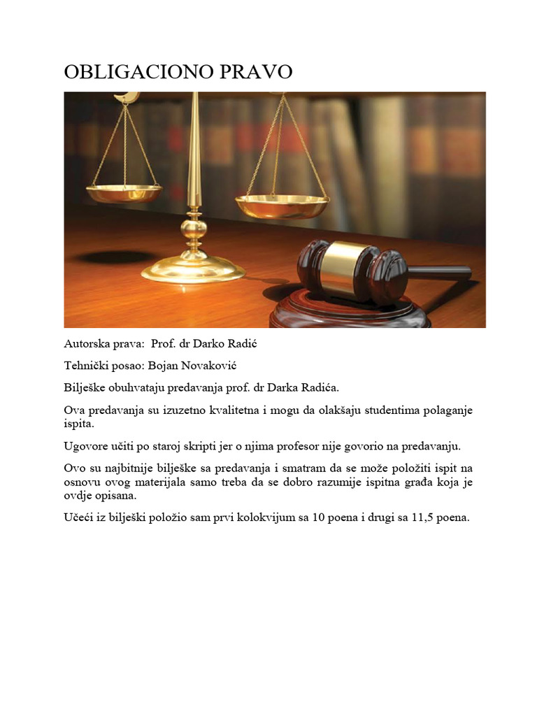 Obligaciono Pravo | PDF