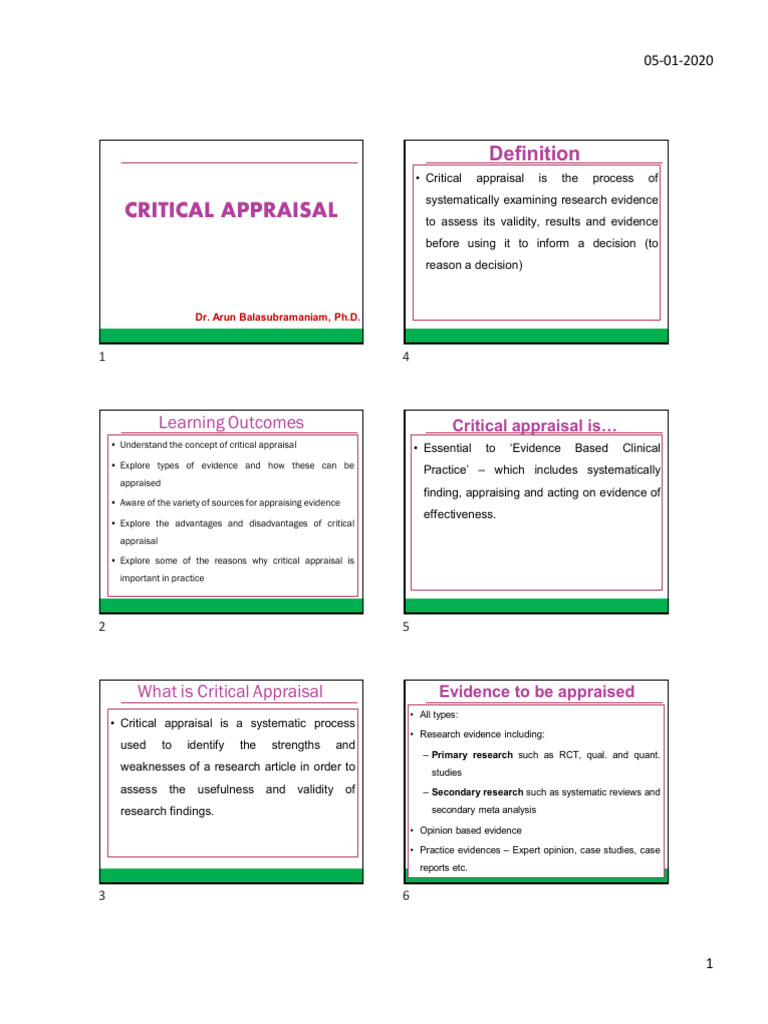 Understanding Critical Appraisal in Research | PDF | Science ...