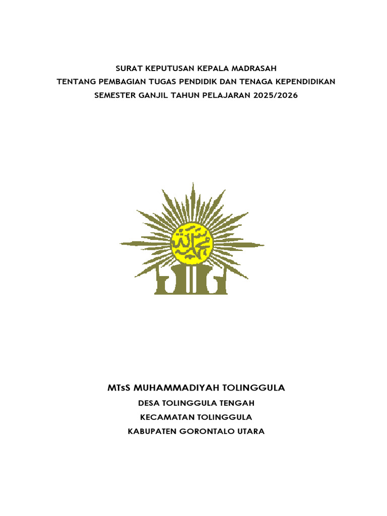SK Pembagian Tugas SMTR Ganjil T.P 2025-2026 | PDF