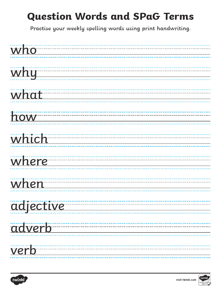 Spelling Practice with Question Words | PDF