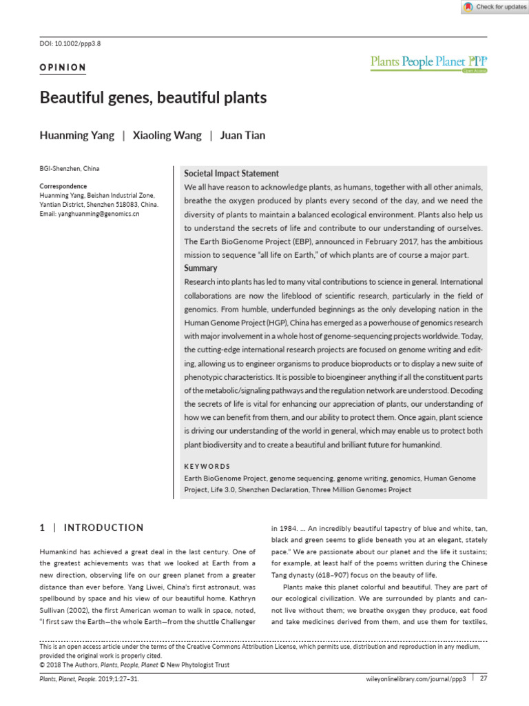 Plants People Planet 2018 Yang Beautiful Genes Beautiful Plants 1 | PDF ...