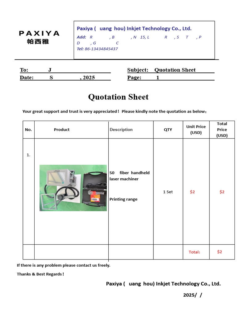 Quotation Sheet - 2025 (2025-09-07 23 - 06 - 41) | PDF