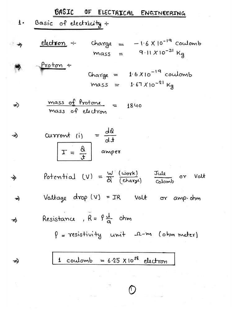 Basic Electrical Engineering Formula | PDF