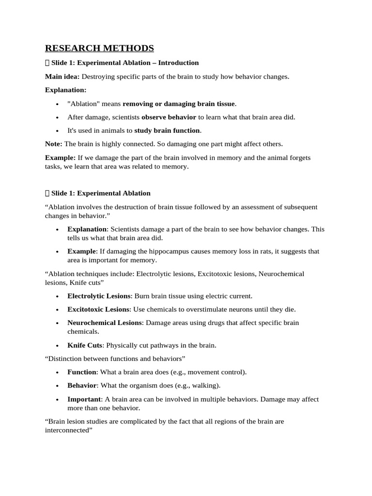 RESEARCH METHODS LECTURE Notes | PDF | Brain | Electroencephalography