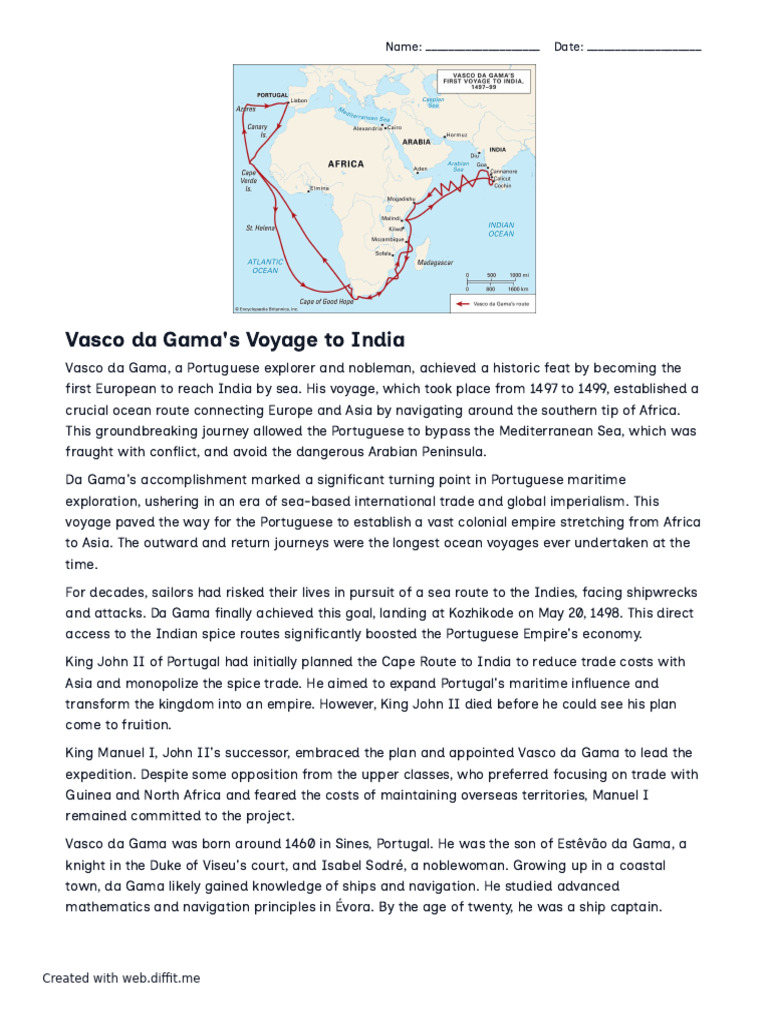 Vasco Da Gamas Voyage | PDF
