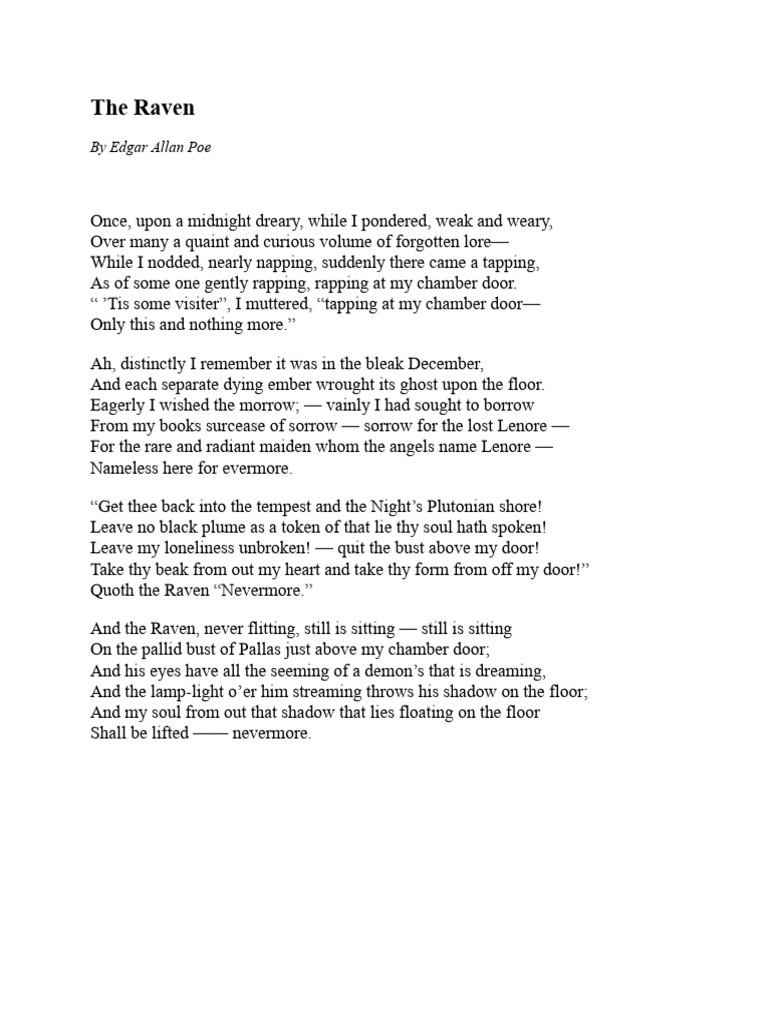 The Raven & Annabel Lee | PDF | The Raven | Poems