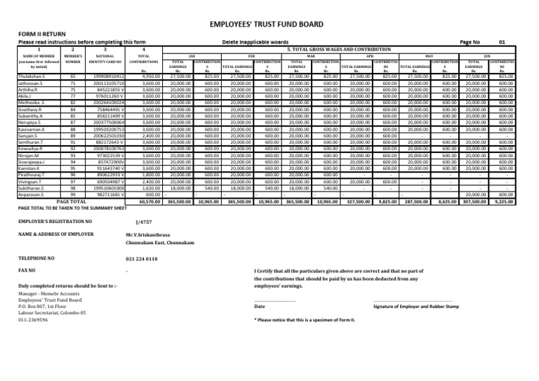 ETF Form II Return Instructions | PDF | Labor | Labor Relations