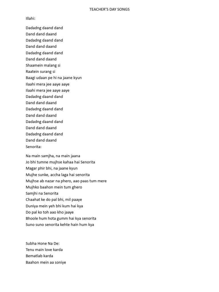 Teacher's Day Songs | PDF