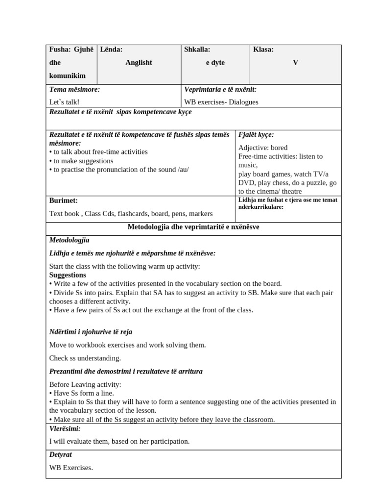 Lesson Plan No 8 | PDF
