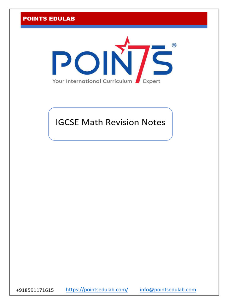 IGCSE Math Revision Notes | PDF | Mathematics | Mathematical Objects