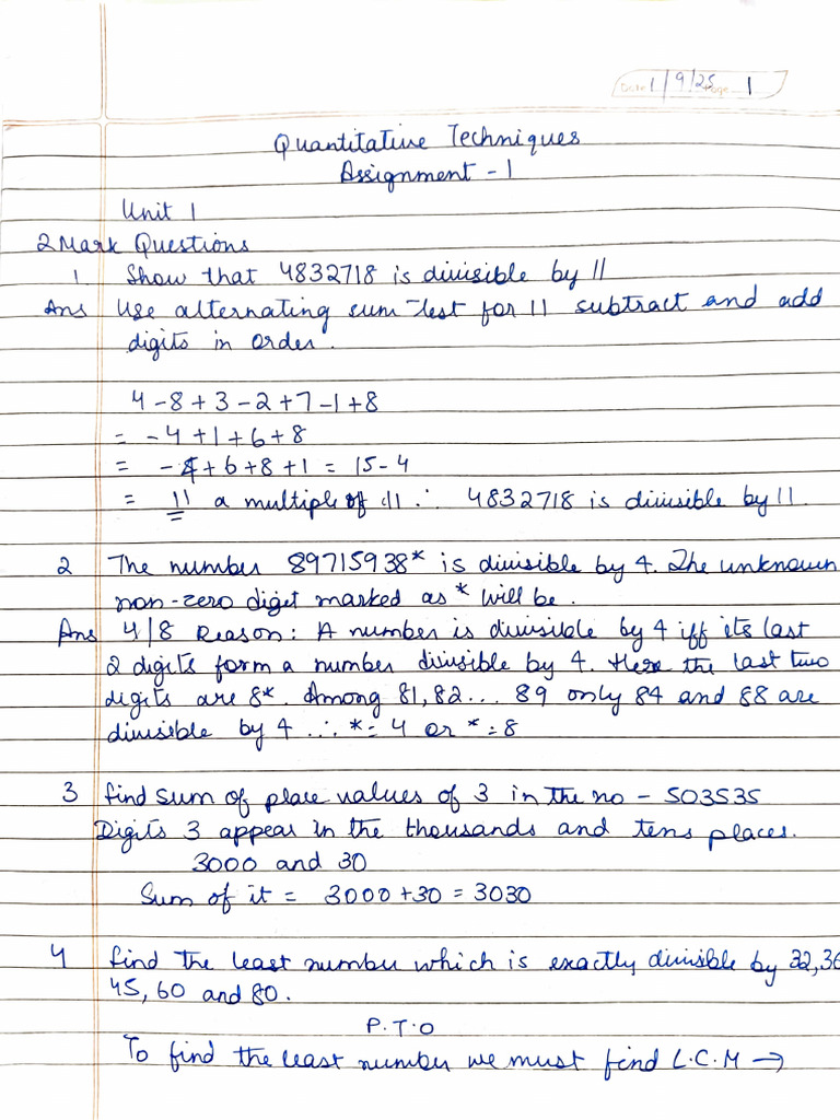 Math Assignments and Concepts Overview | PDF