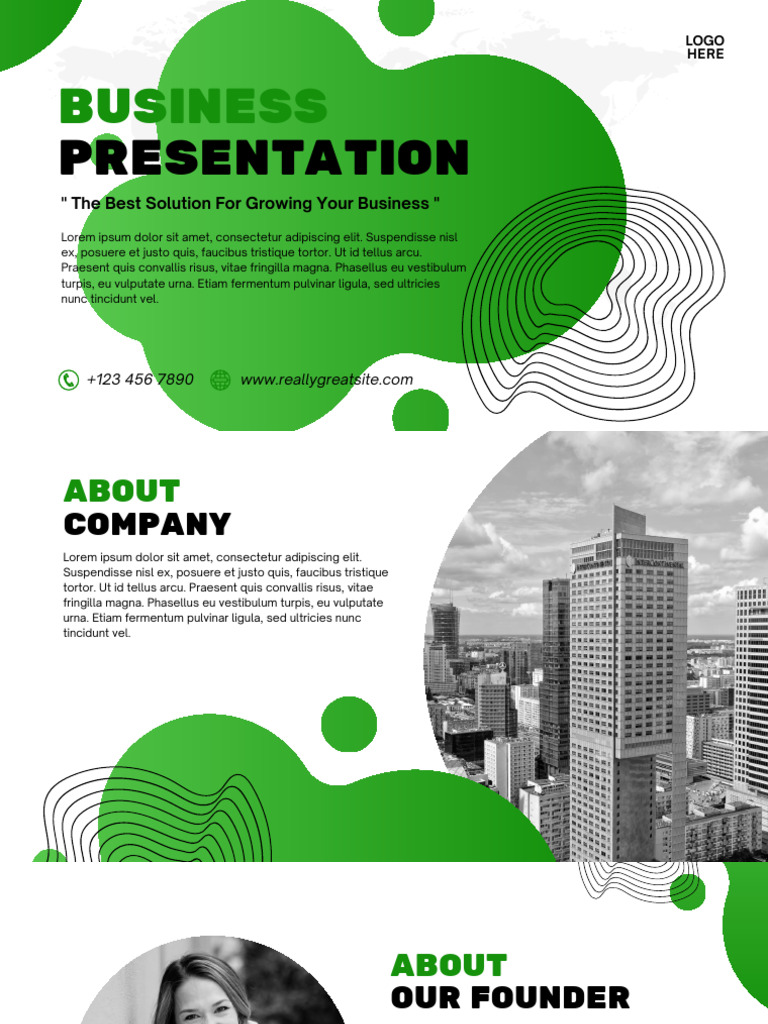 Green Business Presentation Slide Template Design Set | PDF