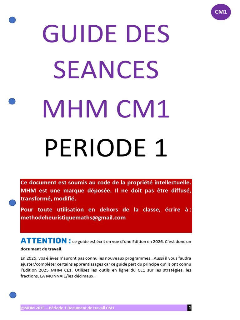 Guide MHM 2025 CM1 - Période 1 | PDF | Nombre | Triangle