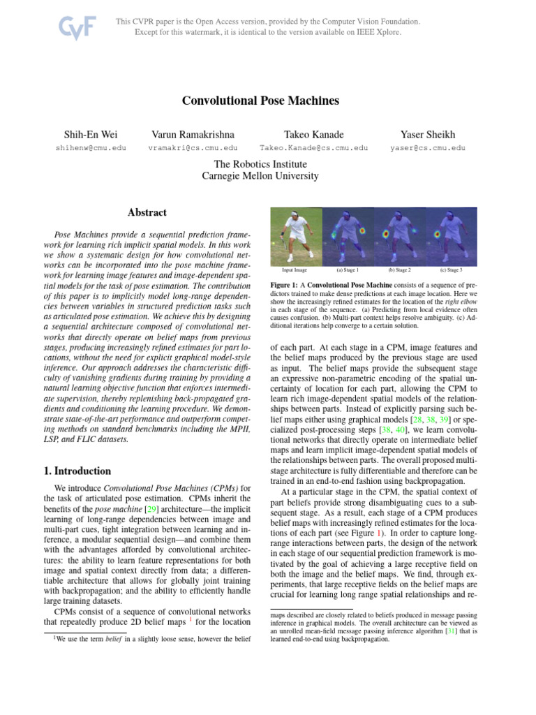 Convolutional Pose Machines Overview | PDF | Statistical Inference ...