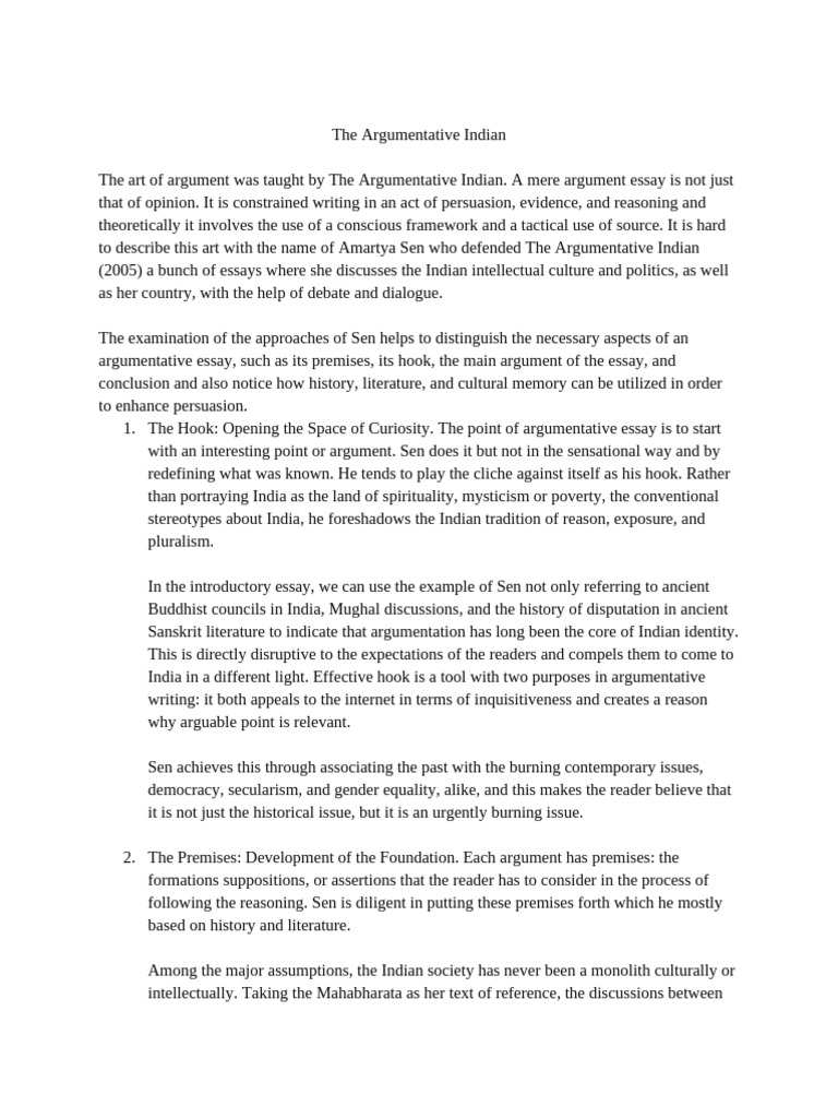 The Argumentative Indian | PDF | Argument | Essays