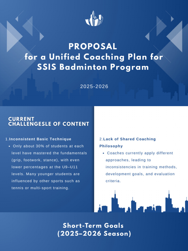 Proposal For A Badminton Coaching Plan For SSIS Badminton Program | PDF