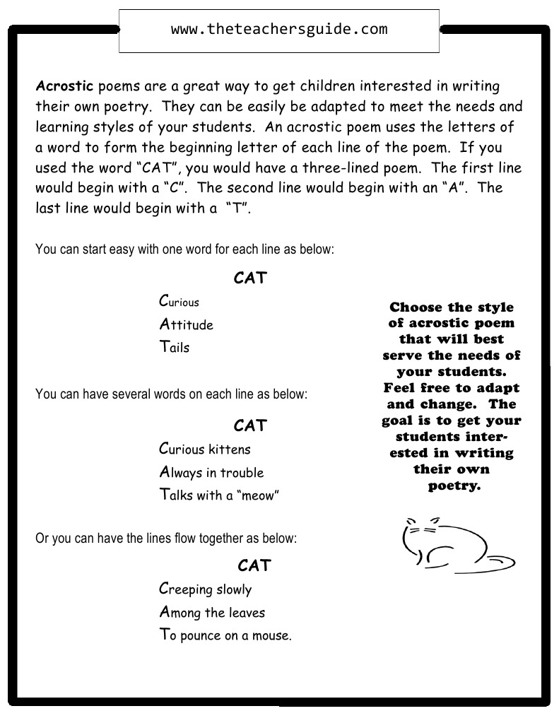 Acrostic Poem Instructions | PDF