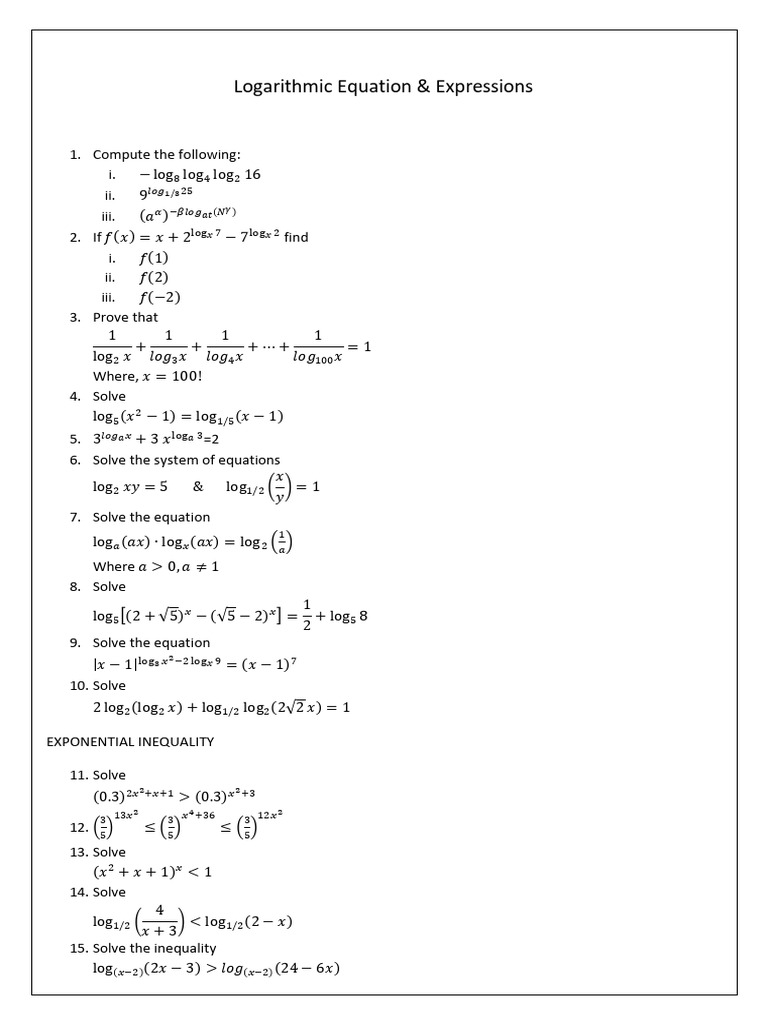Log Eq & Exp | PDF