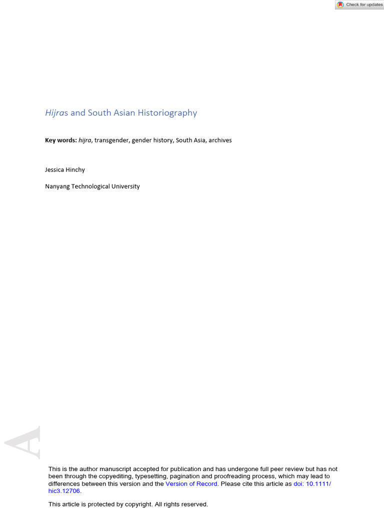 Hijras in South Asian Gender History | PDF | Gender | Gender Studies