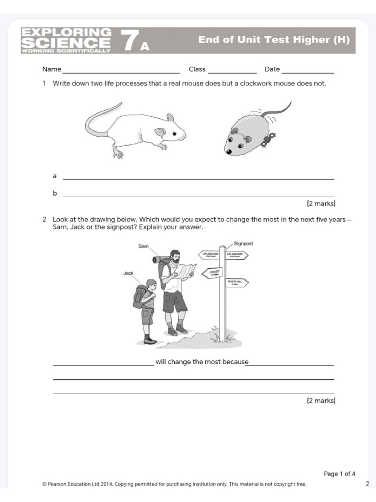 7A End of Unit Test Higher | PDF