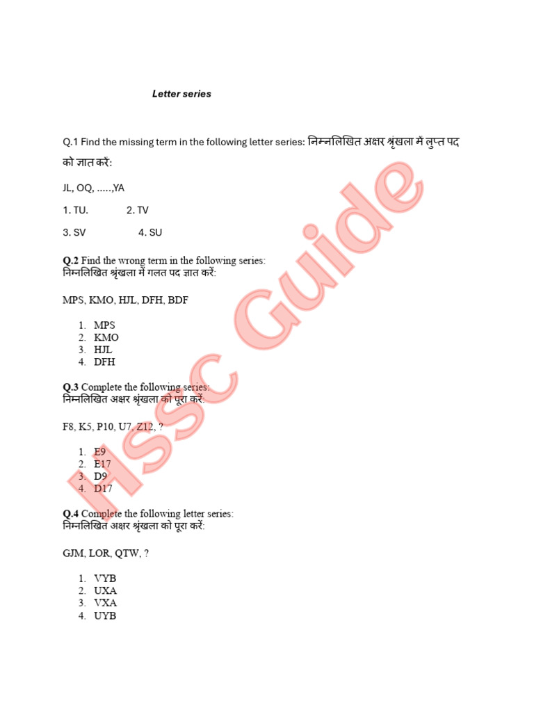 0011 Letter Series Reasoning | PDF