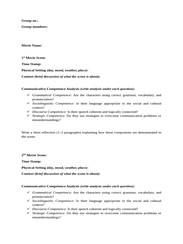 Movie Scene Analysis Template | PDF