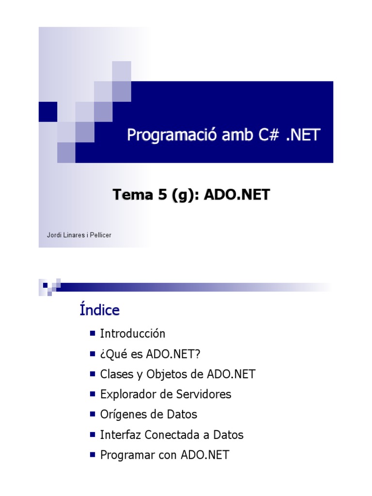 Tema 5 2 Ado Net Pdf Active X Data Objects Tabla Base De Datos