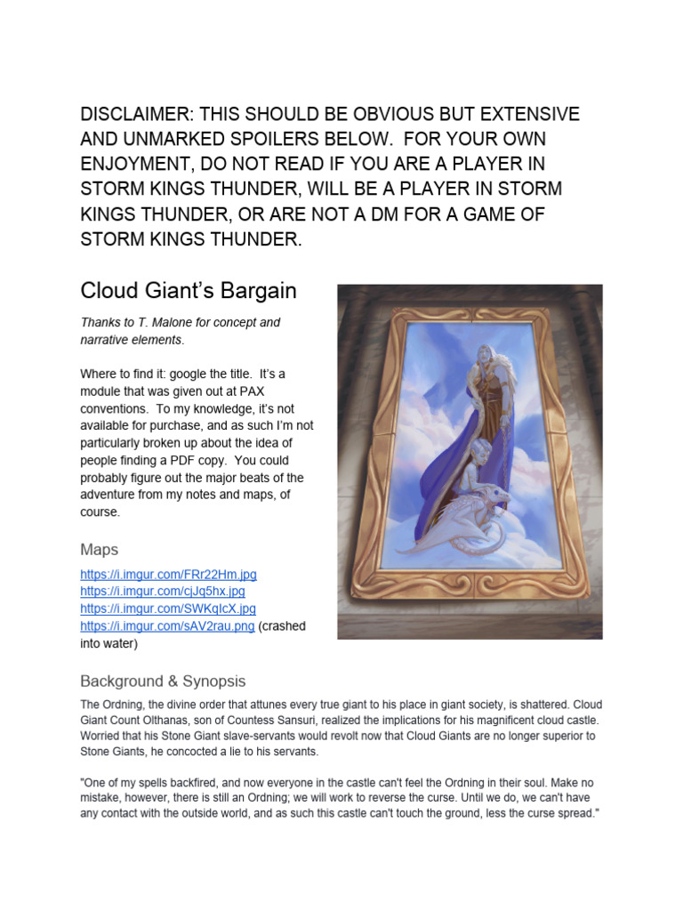 Cloud Giant's Bargain Adventure Guide | PDF | Dragon