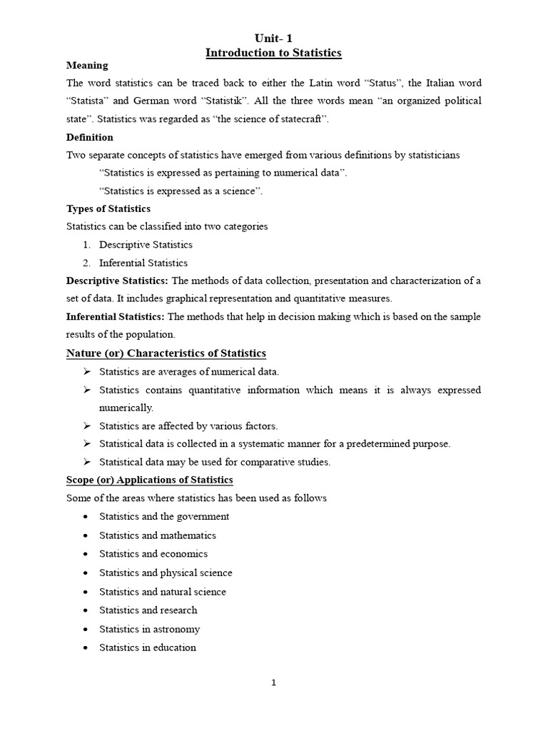 Introduction To Statistics | PDF | Statistics | Mean