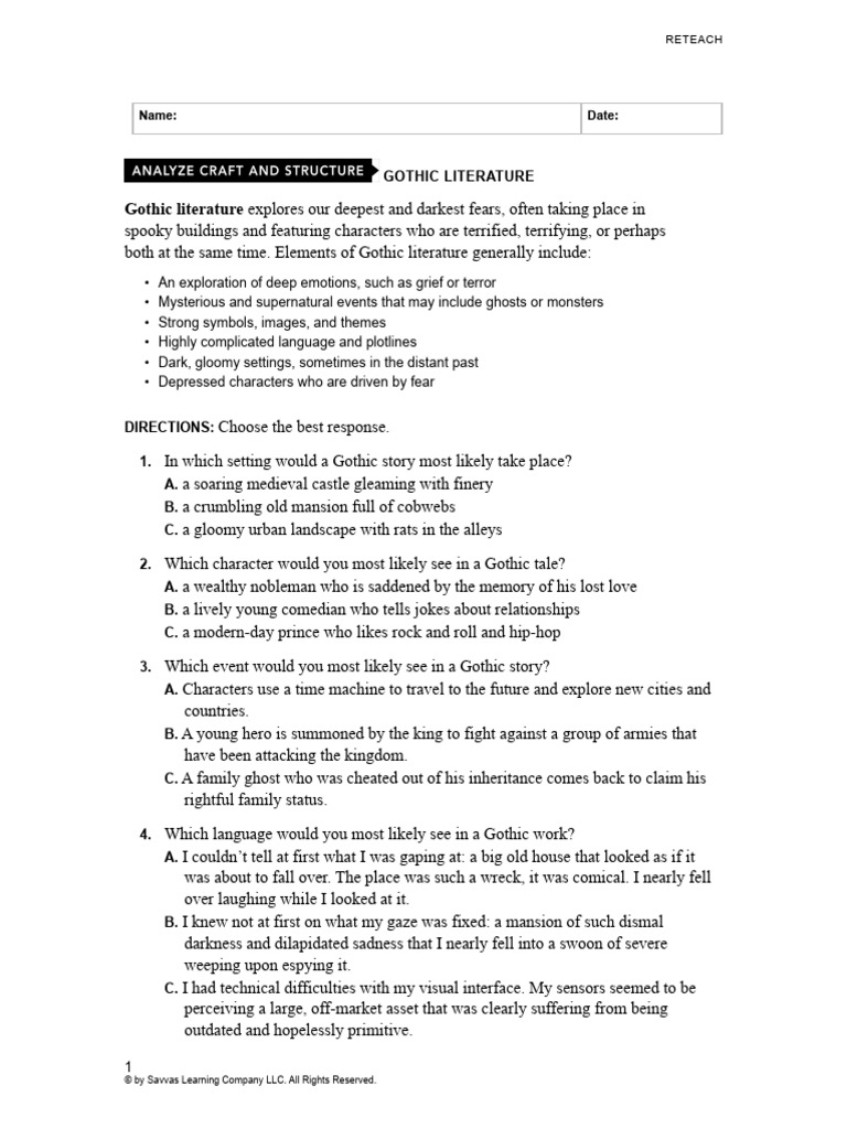 The Fall of The House of Usher - Analyze Craft & Structure | PDF ...