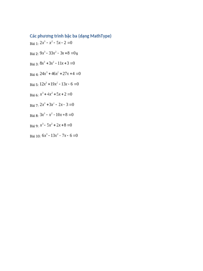 Phuong Trinh Bac Ba Mathtype | PDF