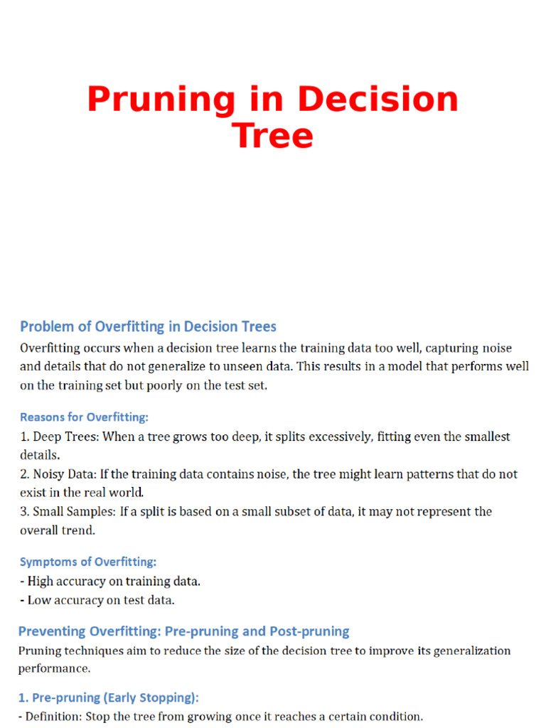 Pruning in Decision Tree | PDF