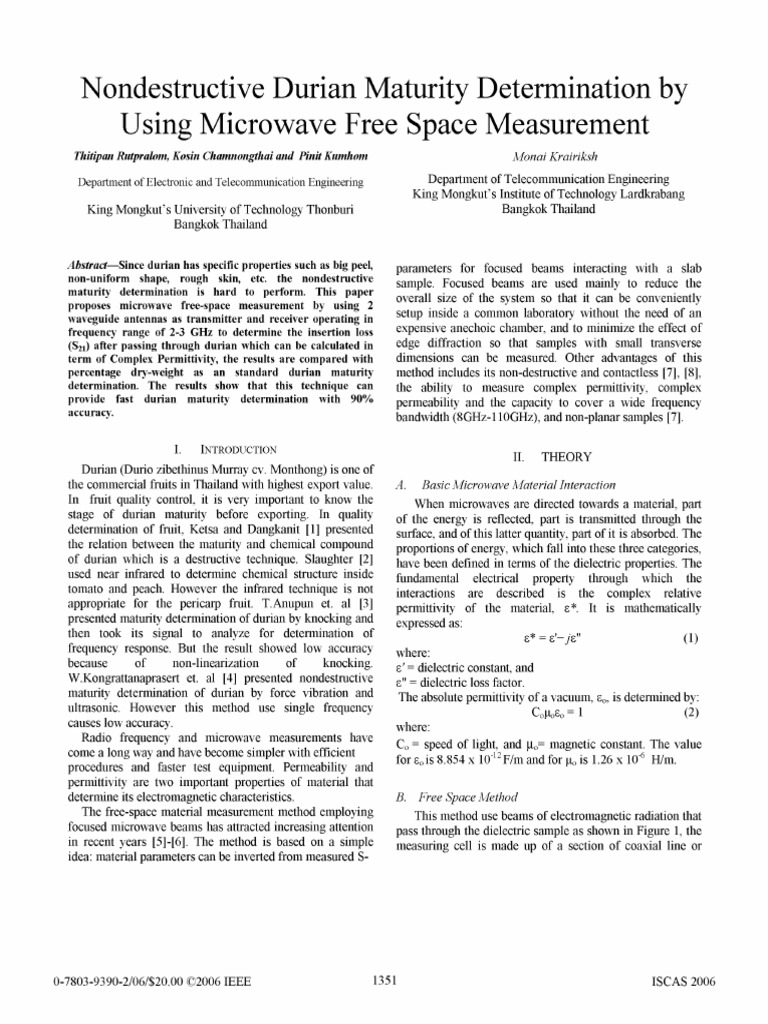 Nondestructive Durian Maturity Determination by Using Microwave Free ...