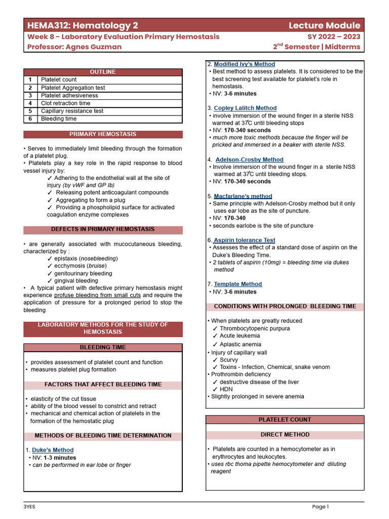 Laboratory Evaluation of Primary Hemostasis | PDF | Platelet | Coagulation