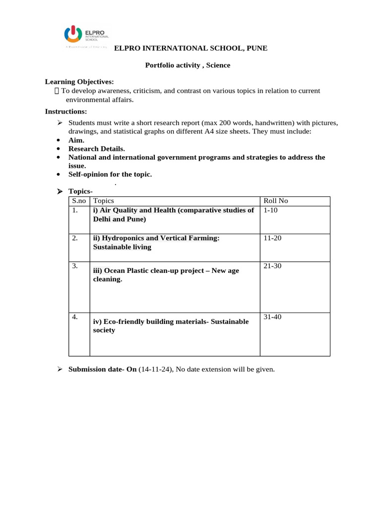 Biology Portfolio Activity | PDF