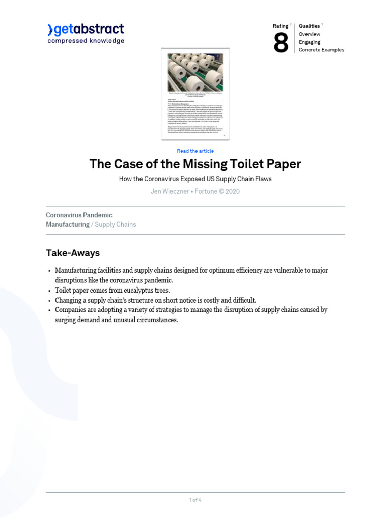 The Case of The Missing Toilet Paper Wieczner en 39852 | PDF | Supply ...