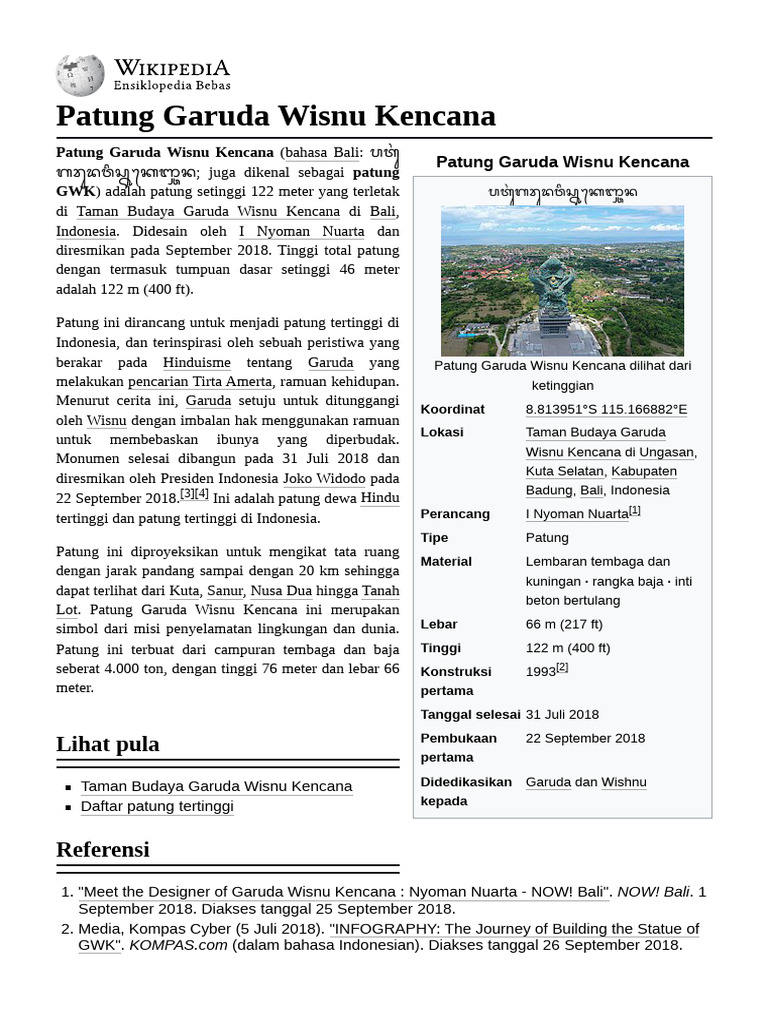 Patung Garuda Wisnu Kencana | PDF