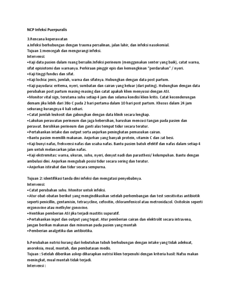 NCP Infeksi Puerpuralis | PDF