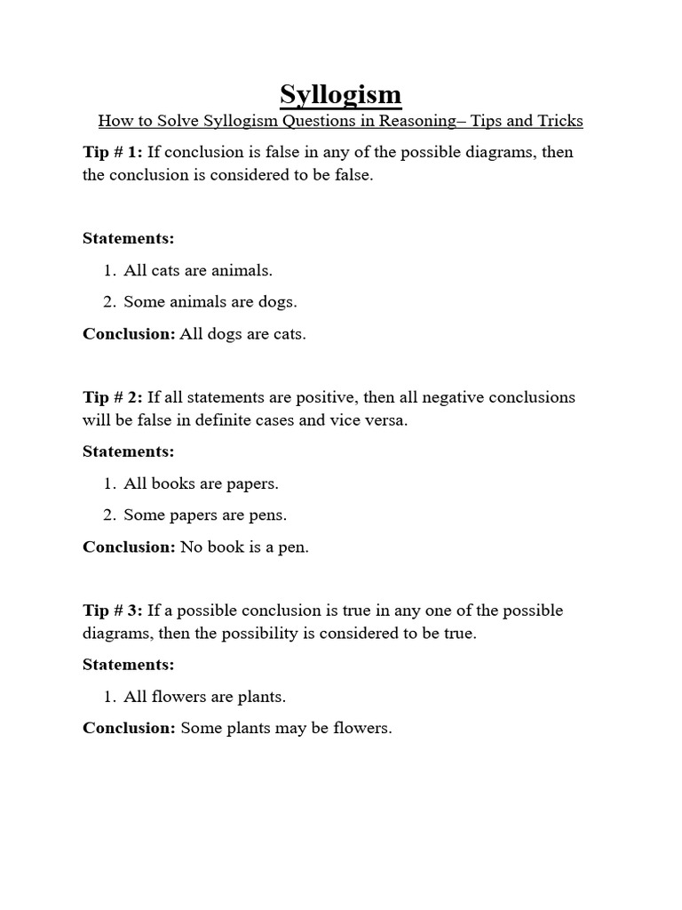 Syllogism Solving Techniques and Examples | PDF | Logic
