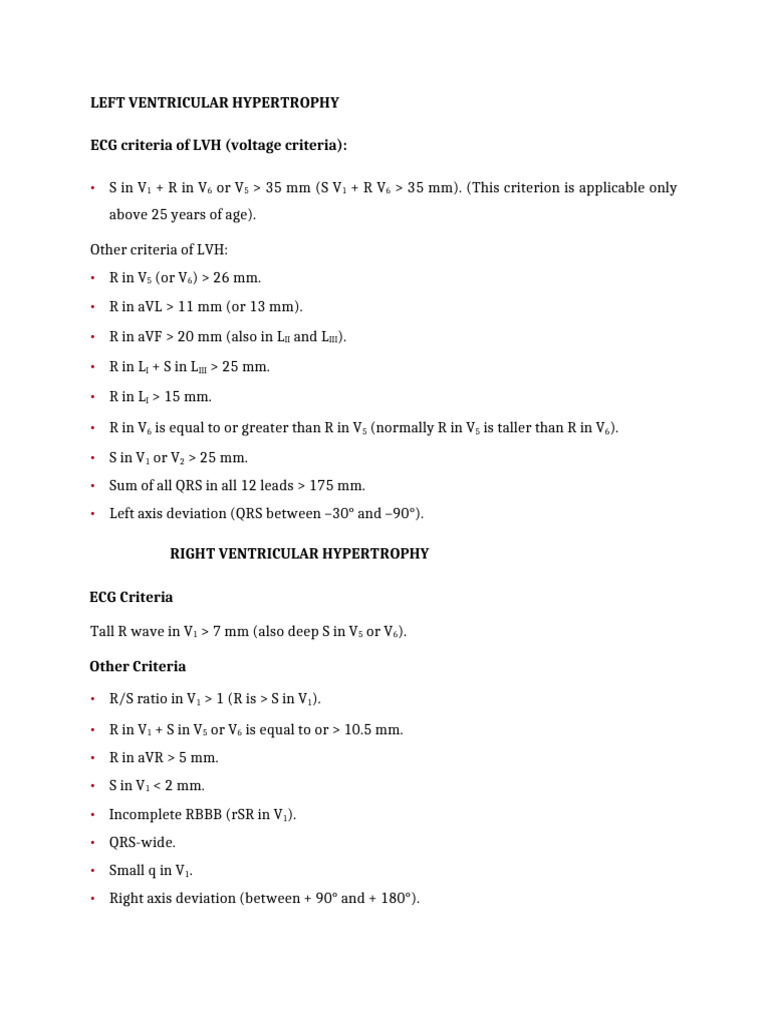 ECG Criteria for Heart Conditions | PDF | Electrocardiography ...
