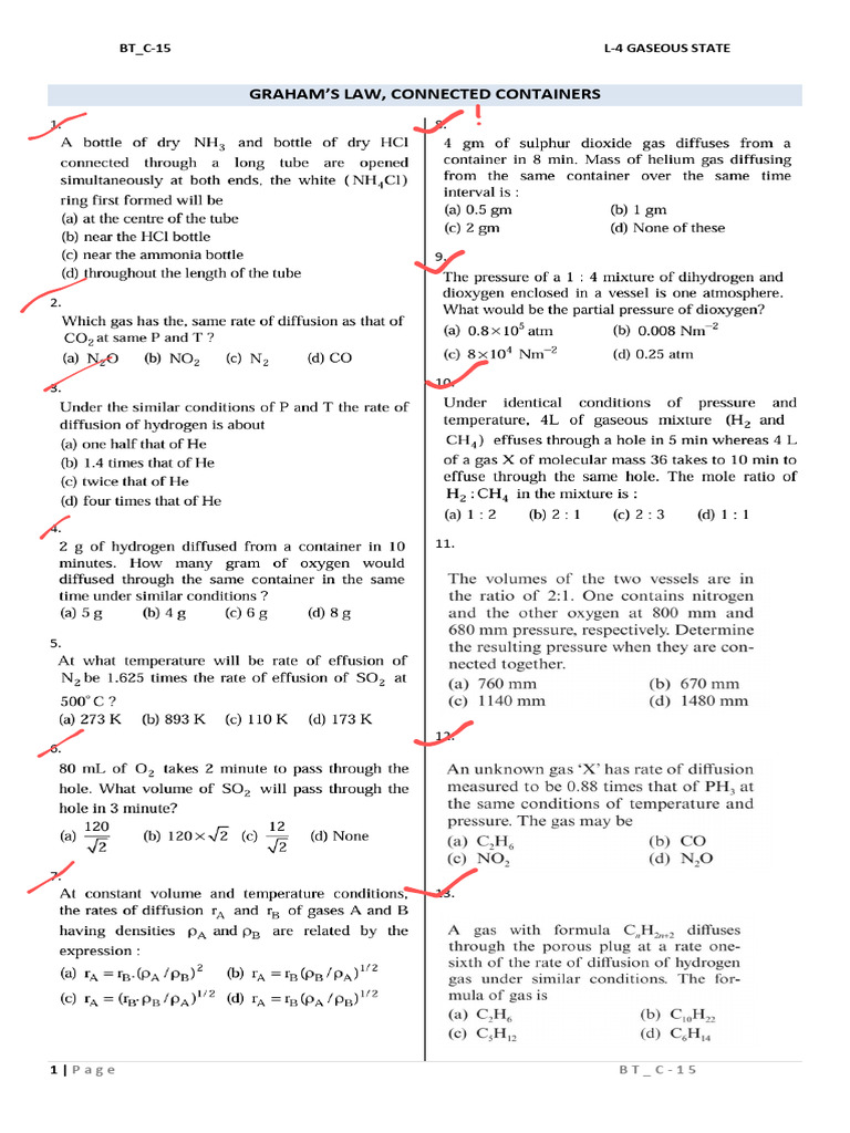 Graham's Law and Gaseous State Concepts | PDF