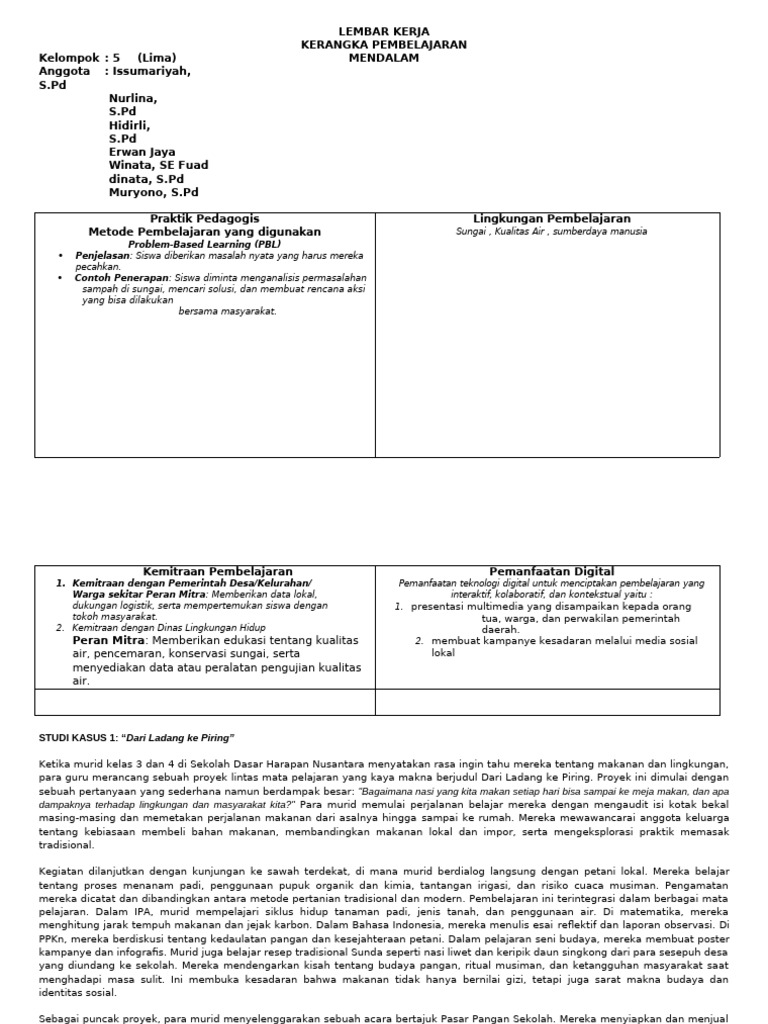 LK_KERANGKA PEMBELAJARAN MENDALAM_IS SUMARIYAH | PDF