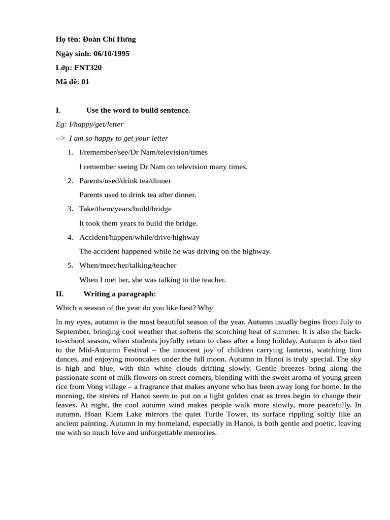 Viết Tiếng Anh 1 - EN21 | PDF