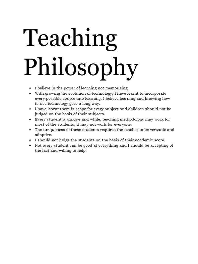 Teaching Philosophy | PDF