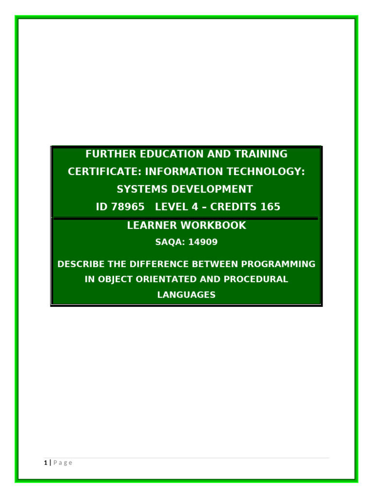 Difference Between Object-Oriented and Procedural Programming | PDF ...