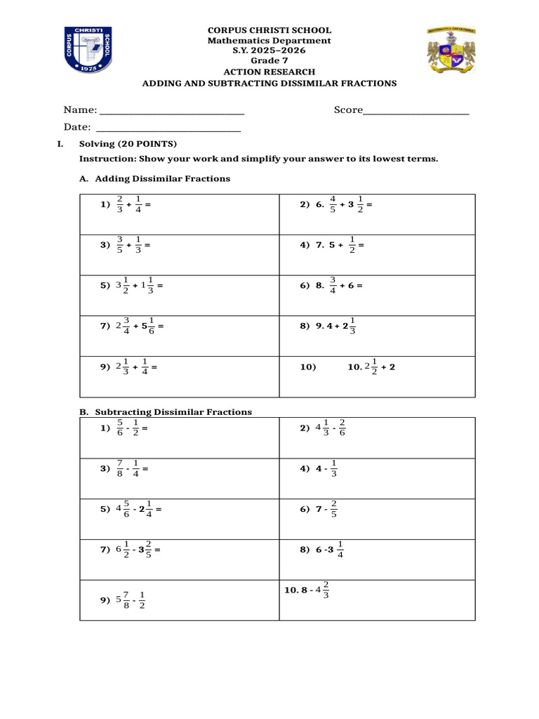 Adding Dissimilar Fractions Guide | PDF | Mathematics | Arithmetic